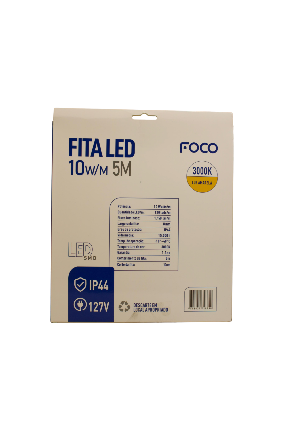 Fita Led SMD 10W/M 3000K 127V 5M FOCO